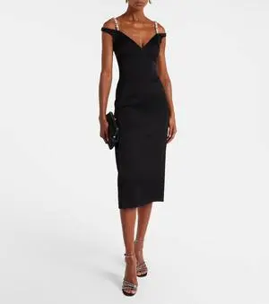 David Koma Crystal-embellished Satin Midi Dress