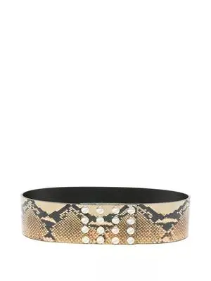 Attico Snakeskin Studded Belt - Neutrals