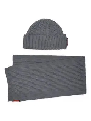 Dsquared2 Ribbed-knit Scarf And Beanie Set - Grey