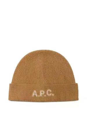 A.p.c. Logo-embroidered Wool Beanie - Neutrals