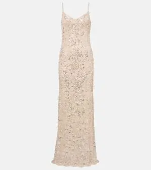 SELF-PORTRAIT Sequined Floral Maxi Dress