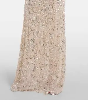SELF-PORTRAIT Sequined Floral Maxi Dress