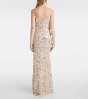 SELF-PORTRAIT Sequined Floral Maxi Dress