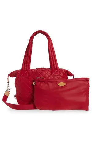 Mz Wallace Medium Sutton Deluxe Quilted Nylon Tote - Apple