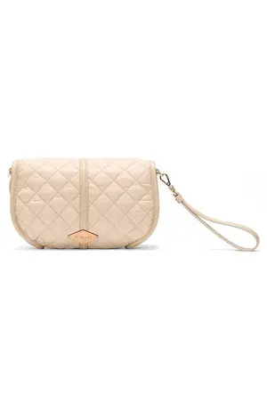 Mz Wallace Small Astor Convertible Quilted Leather Crossbody Clutch - Buff