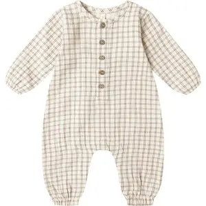 QUINCY MAE Organic Cotton Romper - Brown/beige