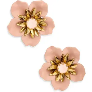 Deepa Gurnani Aurelien Beaded Flower Earrings - Dusty Pink