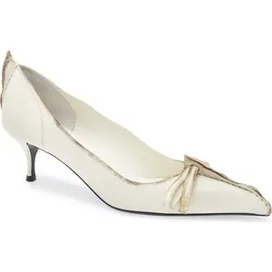 Prada Exposed Seam Kitten Heel Pumps - Talco