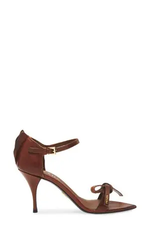 Prada Exposed Seam Ankle Strap Sandal - Cacao