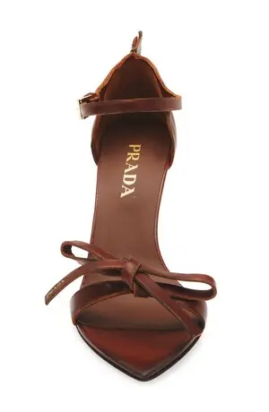 Prada Exposed Seam Ankle Strap Sandal - Cacao
