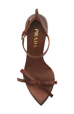 Prada Exposed Seam Ankle Strap Sandal - Cacao