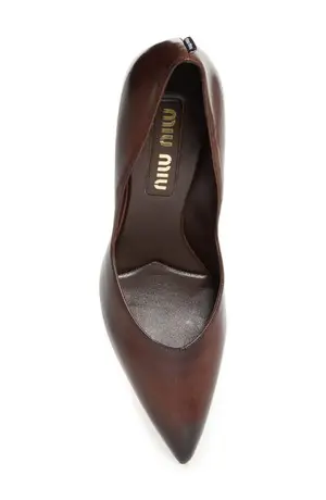 Miu Miu Waxed Calfskin Pointy Toe Pump