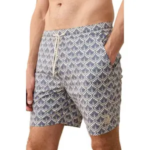 Marine Layer Leaf Print 6-inch Lined Hybrid Swim Trunks