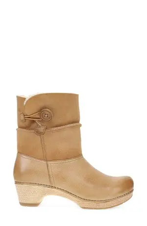 Dansko Lillith Shearling Trim Bootie - Honey Distressed