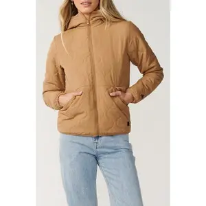 Rip Curl Quilted Hooded Jacket - Brown