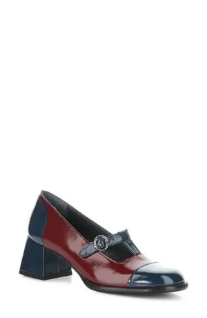 Fly London Solf T-strap Pump - 002 Navy/int Rust