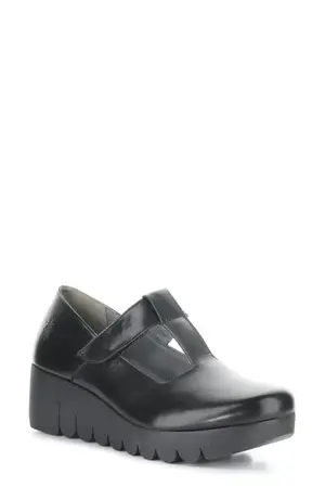 Fly London Veka T-strap Platform Wedge Pump - 000 Black