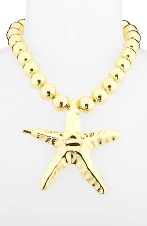 KENNETH JAY LANE Starfish Pendant Beaded Necklace
