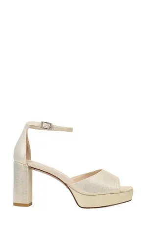 Pelle Moda Pearly Ankle Strap Platform Sandal - Champagne