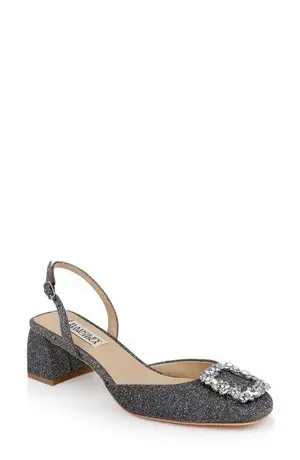 Badgley Mischka Vivia Slingback Pump - Pewter Glitter