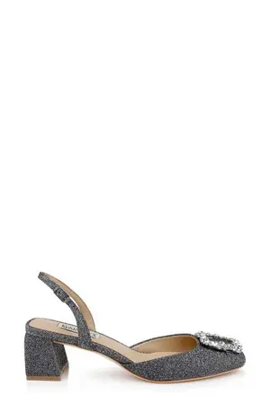 Badgley Mischka Vivia Slingback Pump - Pewter Glitter