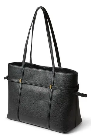 Veronica Beard Lasso Leather Tote Bag - Black