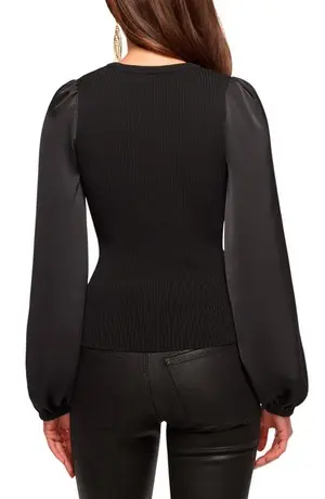 Ramy Brook Shelly Mixed Media Top - Black
