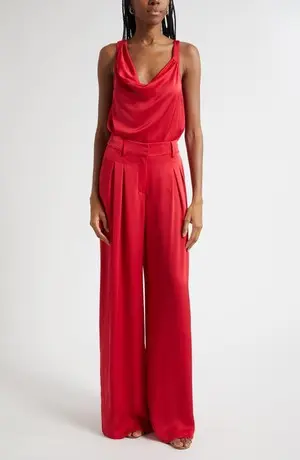 Ramy Brook Oscar Pleated Wide Leg Pants - Scarlet Red