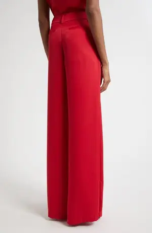 Ramy Brook Oscar Pleated Wide Leg Pants - Scarlet Red