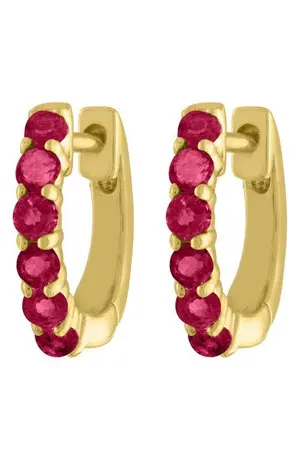 EDEN PRESLEY Sapphire Huggie Hoop Earrings - Yellow Gold/diamond/ruby