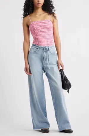 Bp. Tie-waist High-rise Wide-leg Jeans - Pad Wash