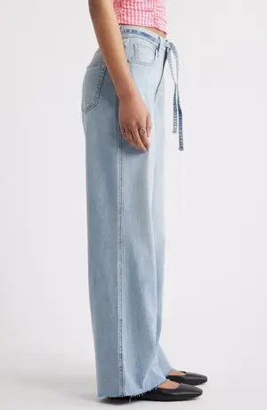 Bp. Tie-waist High-rise Wide-leg Jeans - Pad Wash