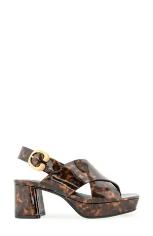 Aerosoles Platform Slingback Sandals - Java Multi Faux Patent Leather
