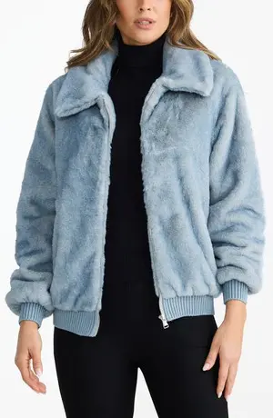BRAVE+TRUE Celeste Faux Fur Bomber Jacket