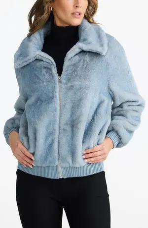 BRAVE+TRUE Celeste Faux Fur Bomber Jacket