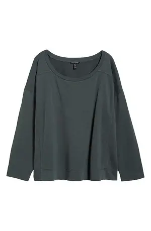Eileen Fisher Ballet Neck Boxy Organic Cotton Terry Top