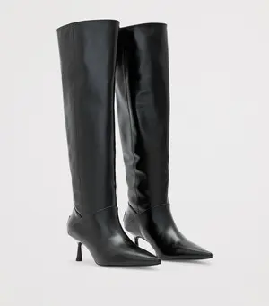 ALLSAINTS Leather Knee-high Kitten Heel Boots