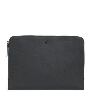 Harrods Saffiano Leather Laptop Pouch - Black