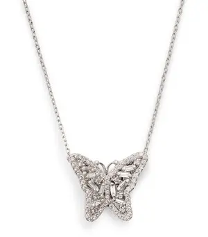 SUZANNE KALAN Gold And Diamond Butterfly Pendant Necklace - White