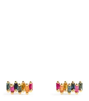 SUZANNE KALAN Yellow Diamond And Sapphire Stud Earrings - Gold