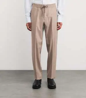 BRETT JOHNSON Wool-silk-cashmere Pleated Trousers