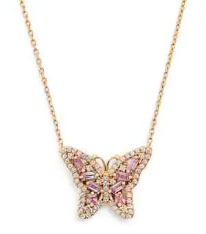 SUZANNE KALAN Diamond And Sapphire Butterfly Necklace - Rose Gold