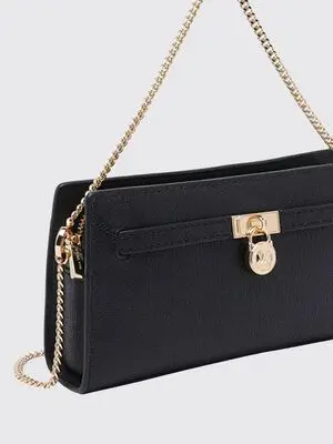 Michael Kors Mini Bag With Gold Tone Turn Lock And Chain Strap - Black
