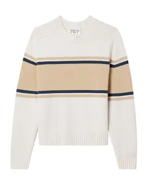 TWP Saddle Striped Cashmere Sweater - White