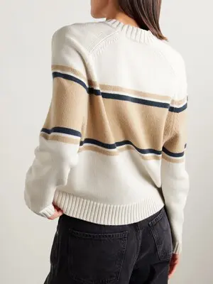 TWP Saddle Striped Cashmere Sweater - White