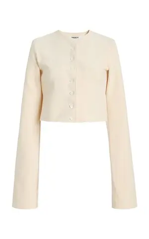 BIRROT Lay2 Cropped Crepe Top - Ivory