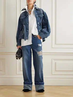 Simone Rocha Belted Embellished Denim Jacket