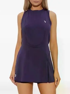 Y3 Racer-back Pleated Mini Dress