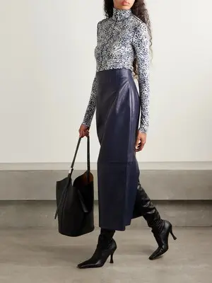 Proenza Schouler White Label Audrey Ruffled Cheetah-print Jersey Turtleneck Top