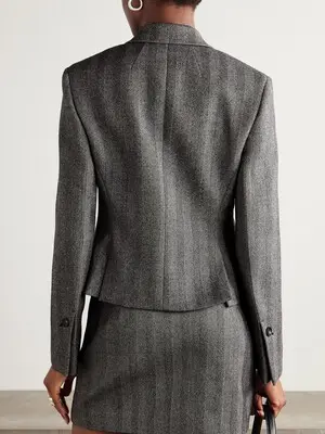 FERRAGAMO Herringbone Wool-blend Blazer